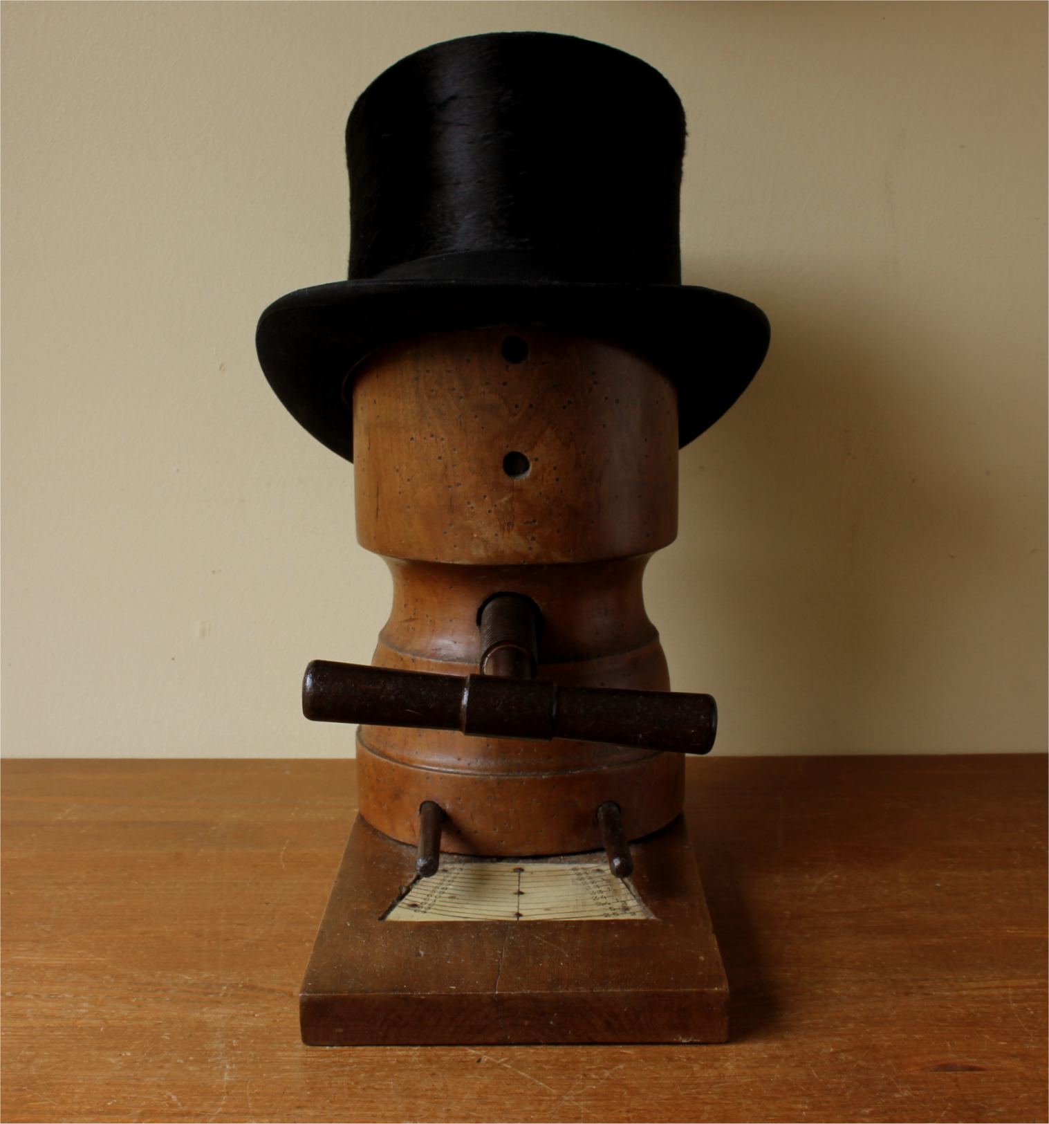 Mechanical Hat Stretcher. Milliner's Wood Hat Sizer. Wig Display Stand.