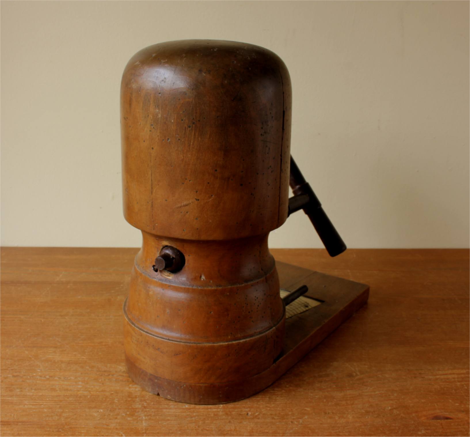 Mechanical Hat Stretcher. Milliner's Wood Hat Sizer. Wig Display Stand.