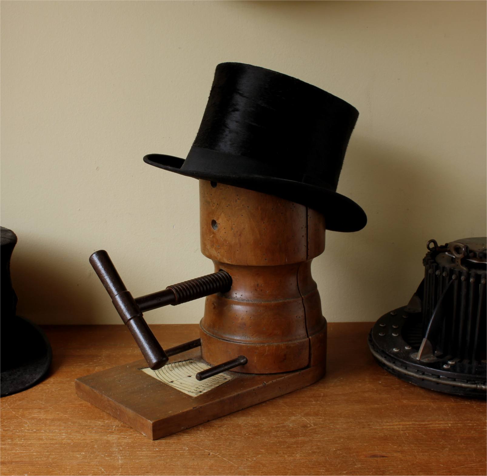 Mechanical Hat Stretcher. Milliner's Wood Hat Sizer. Wig Display Stand.