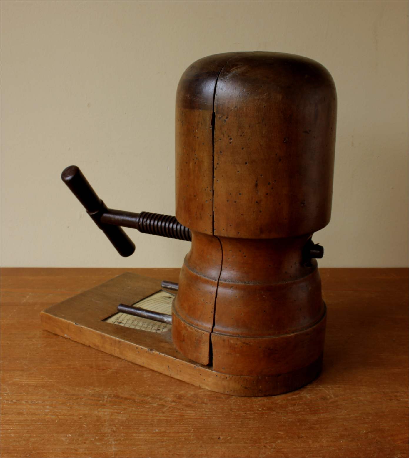 Mechanical Hat Stretcher. Milliner's Wood Hat Sizer. Wig Display Stand.