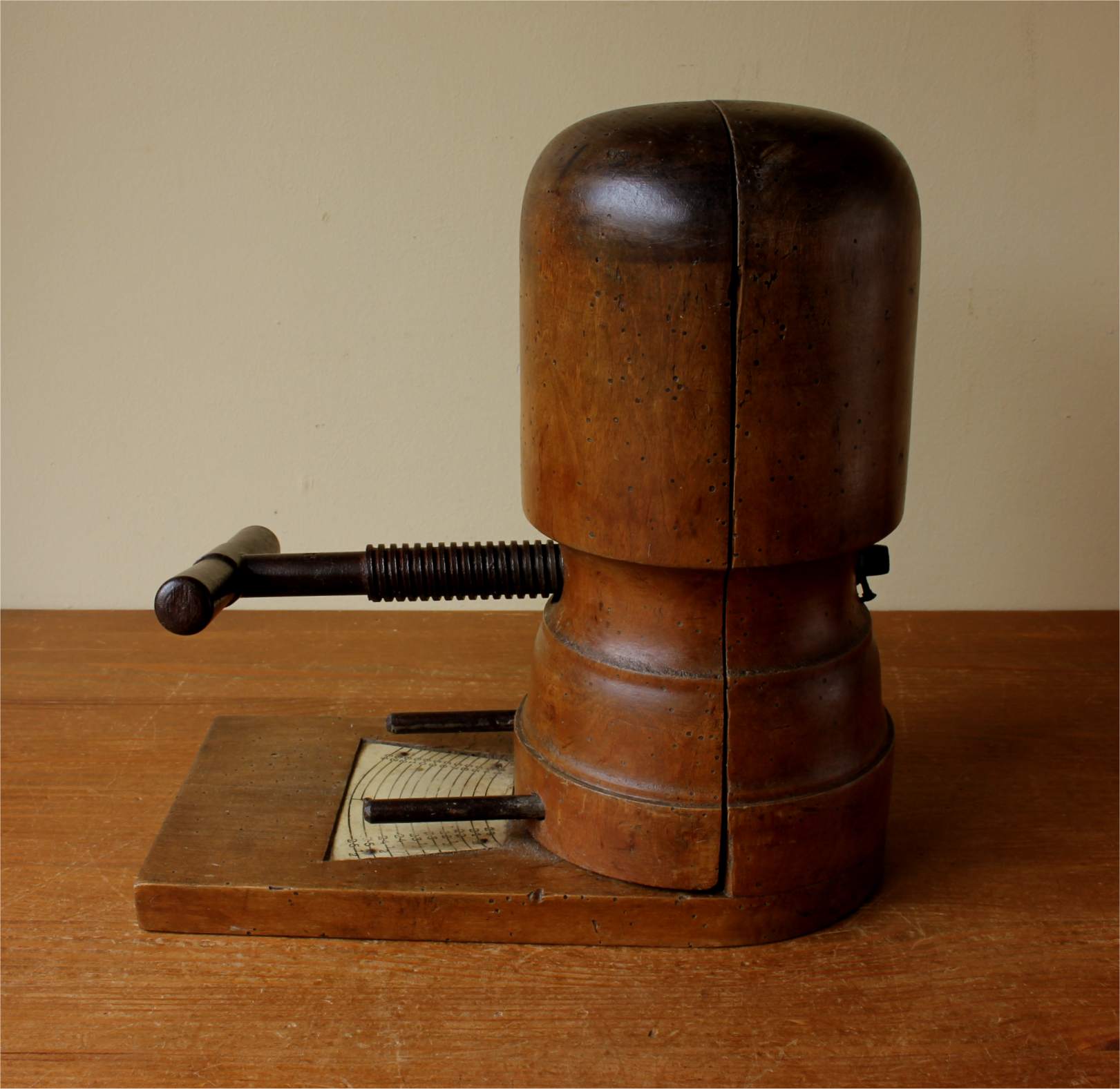 Mechanical Hat Stretcher. Milliner's Wood Hat Sizer. Wig Display Stand.