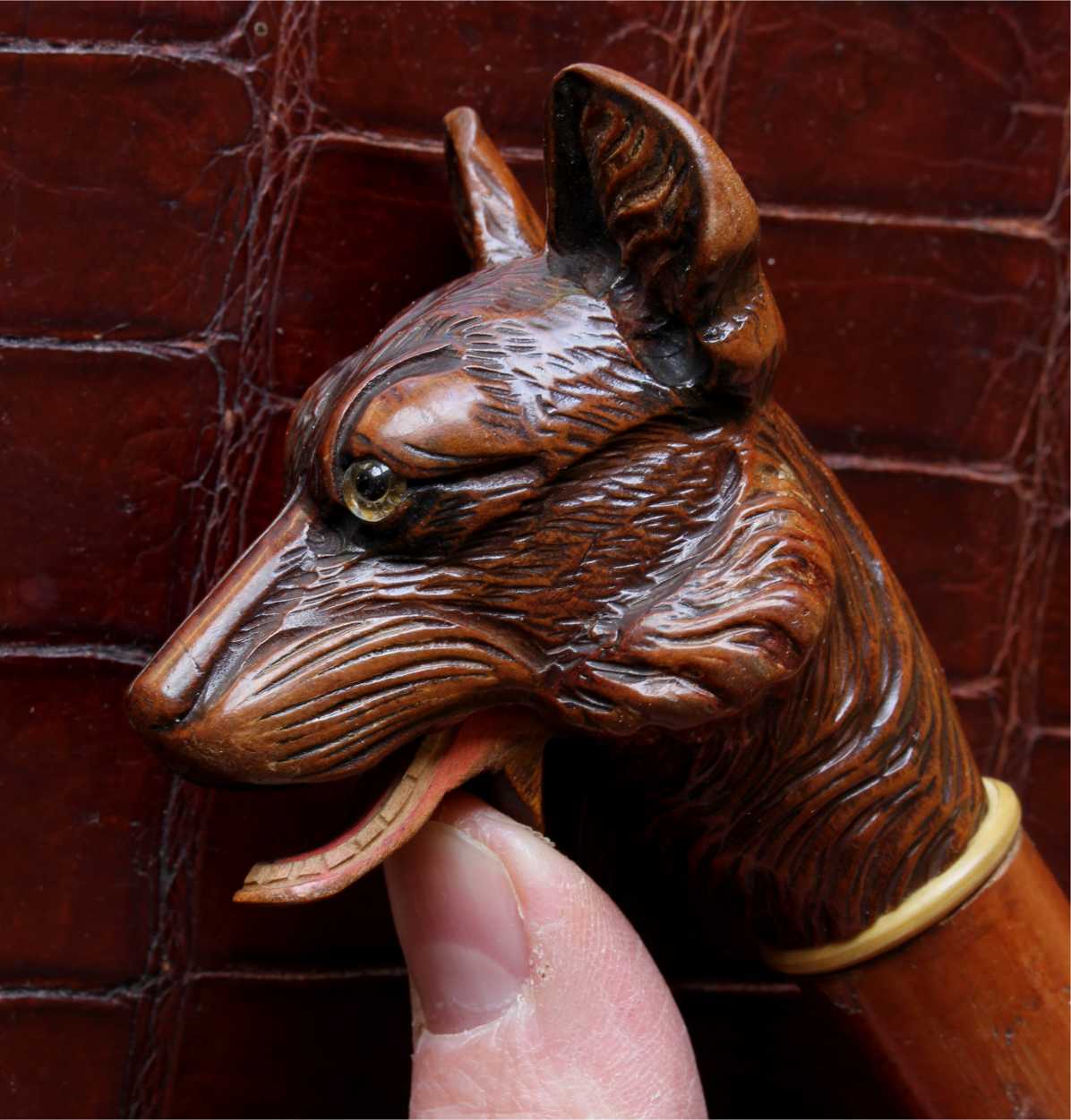 Black Forest Articulated Alsatian German Shepherd Dog Walking Stick Cane.