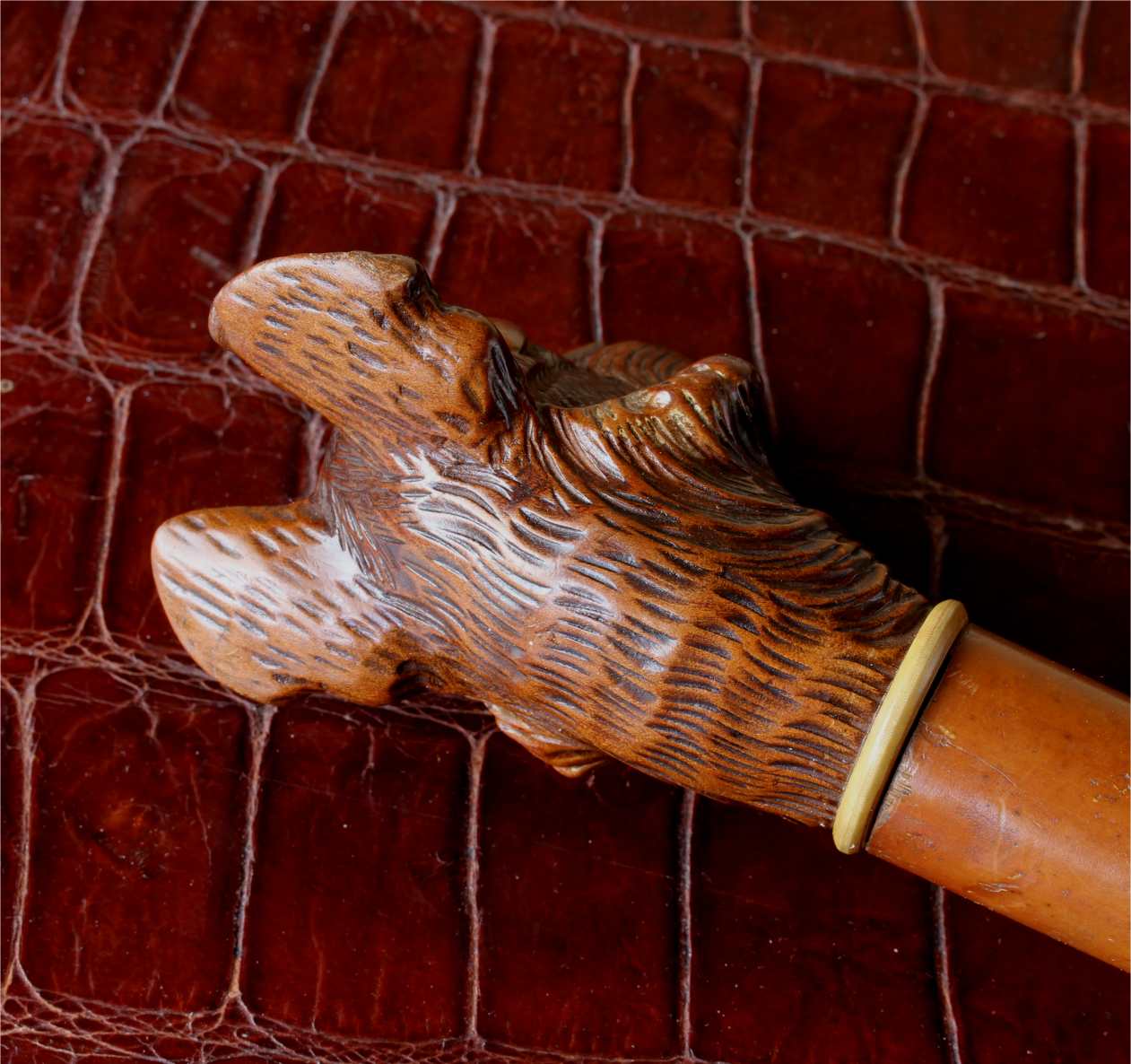 Black Forest Articulated Alsatian German Shepherd Dog Walking Stick Cane.