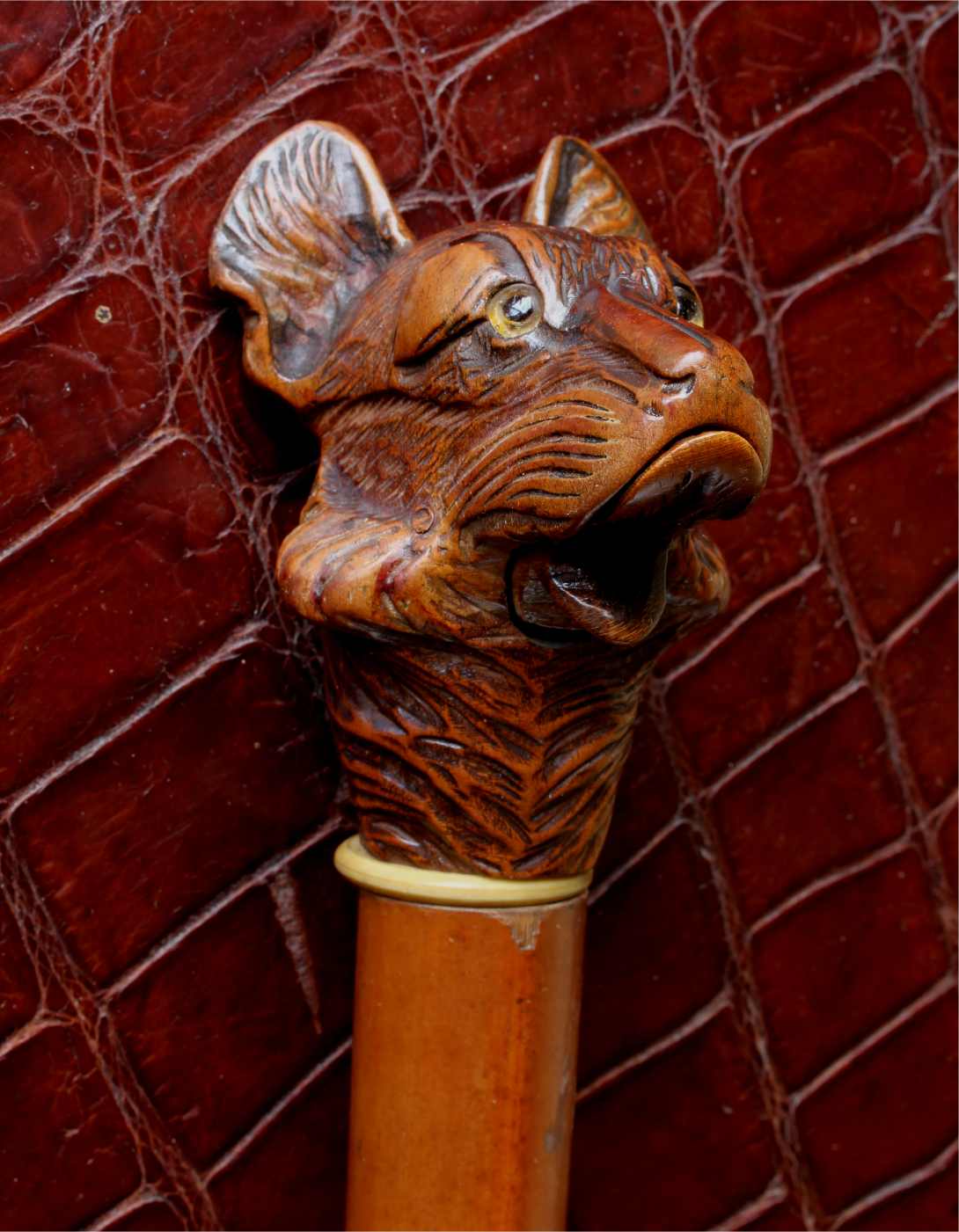 Black Forest Articulated Alsatian German Shepherd Dog Walking Stick Cane.