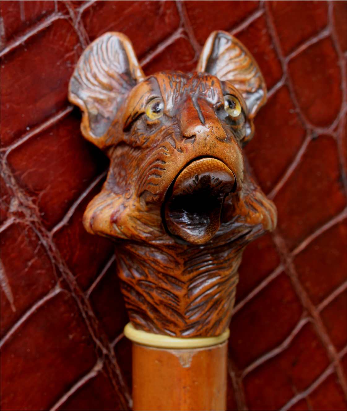 Black Forest Articulated Alsatian German Shepherd Dog Walking Stick Cane.