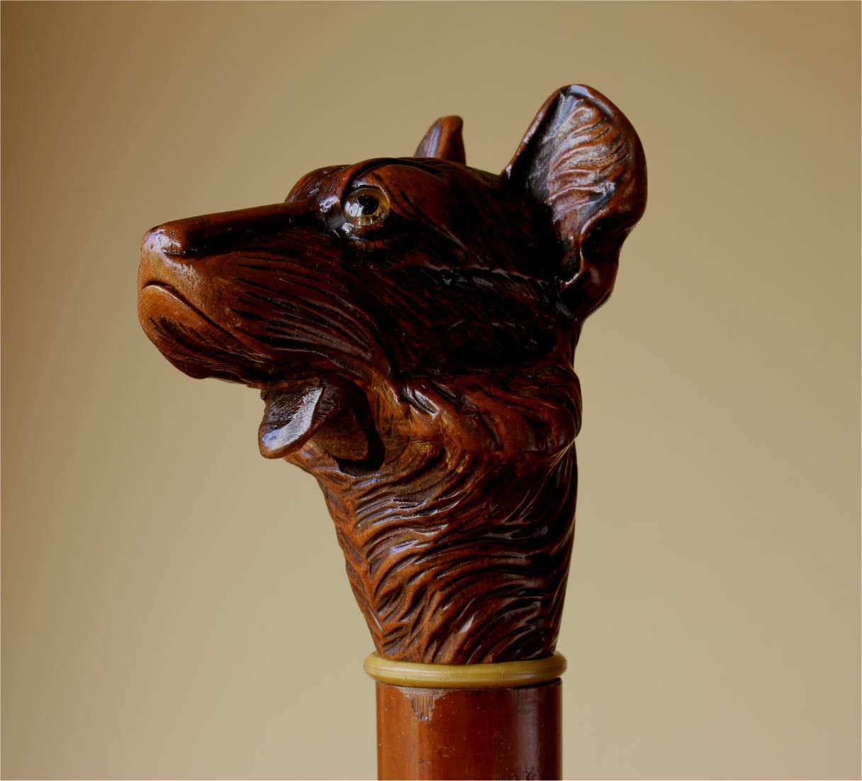 Black Forest Articulated Alsatian German Shepherd Dog Walking Stick Cane.