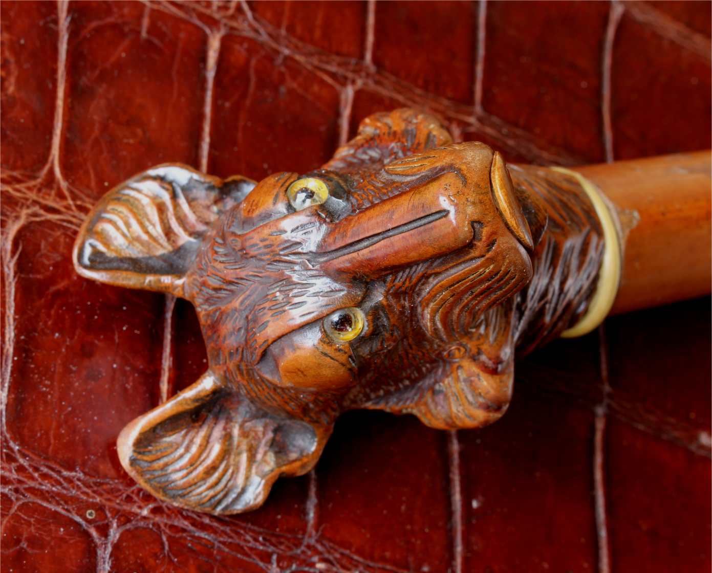 Black Forest Articulated Alsatian German Shepherd Dog Walking Stick Cane.