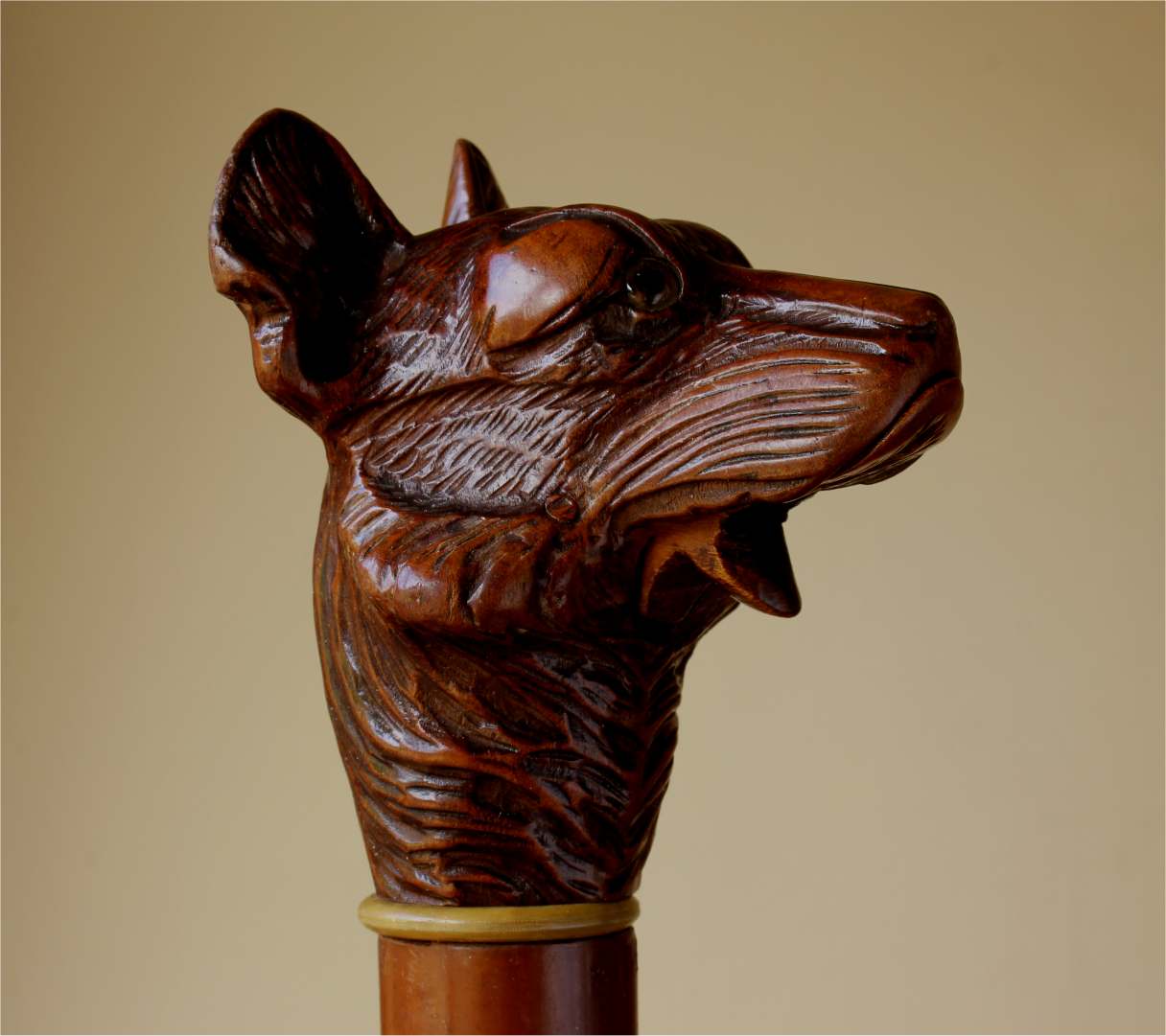 Black Forest Articulated Alsatian German Shepherd Dog Walking Stick Cane.