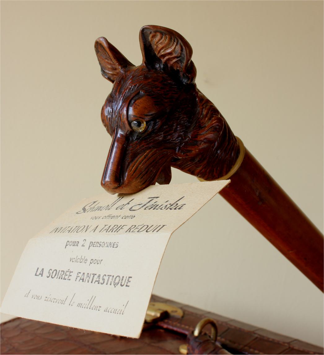 Black Forest Articulated Alsatian German Shepherd Dog Walking Stick Cane.