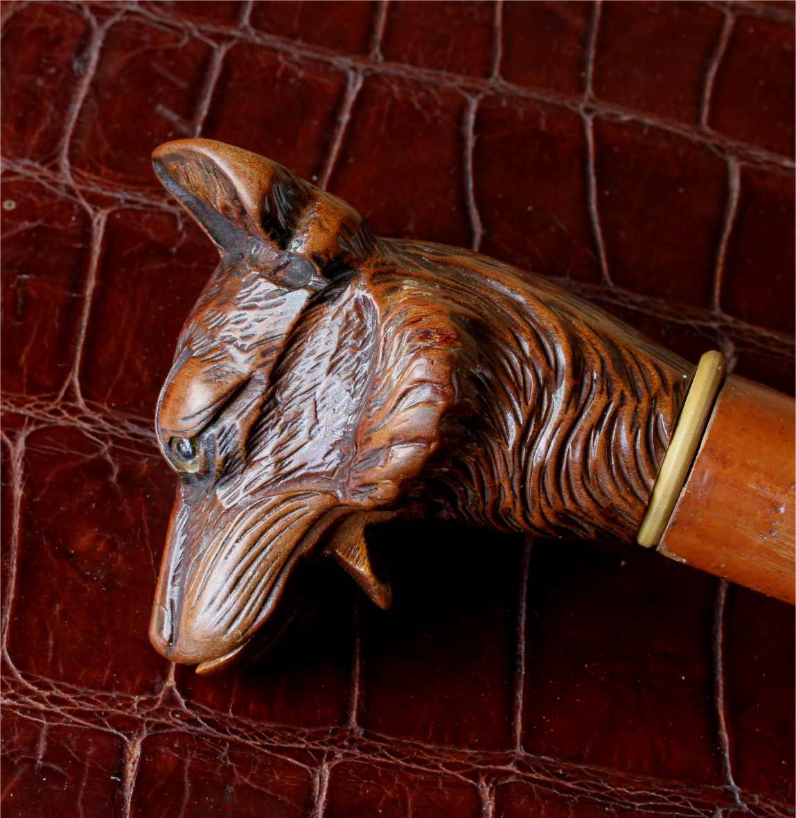 Black Forest Articulated Alsatian German Shepherd Dog Walking Stick Cane.