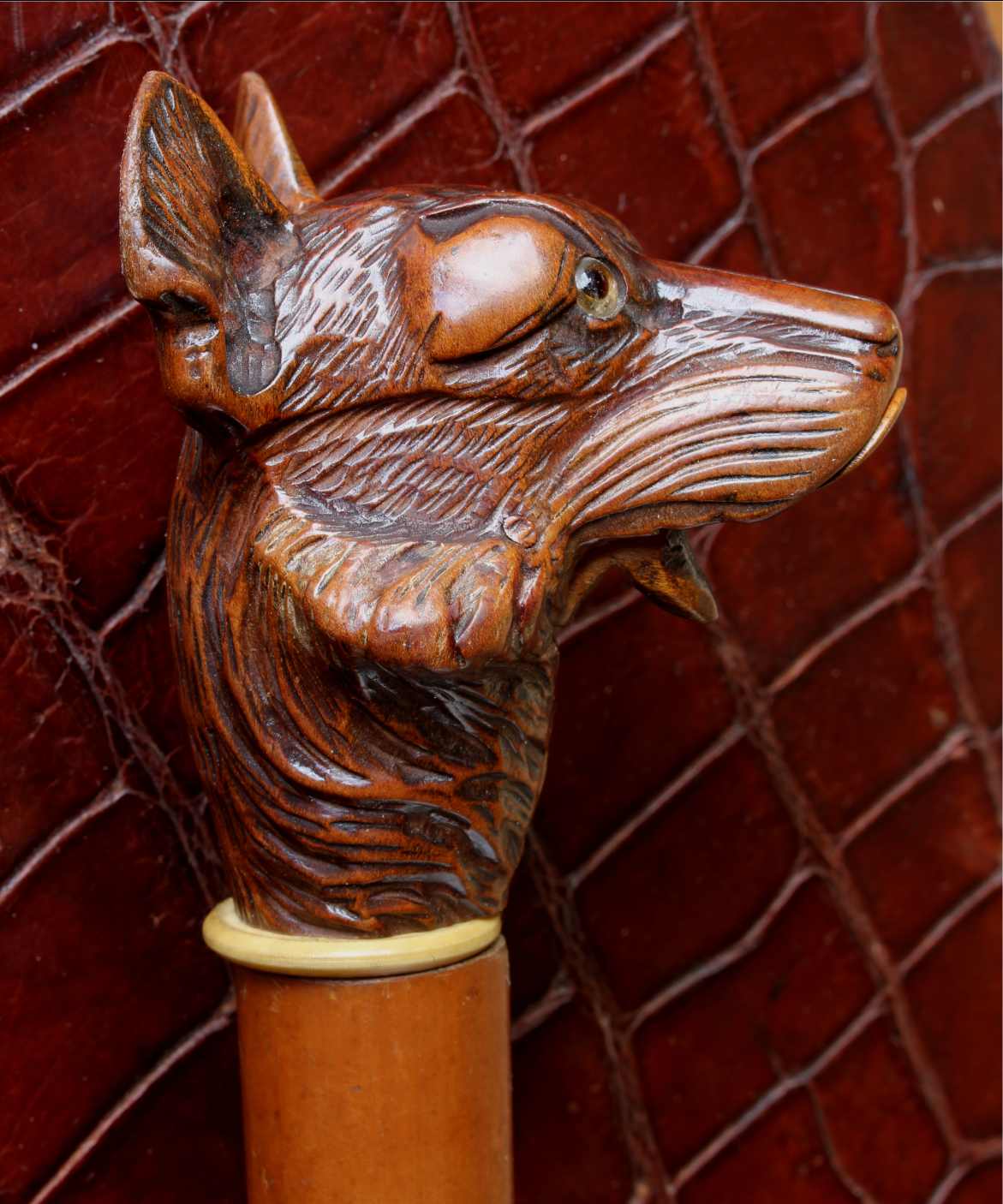 Black Forest Articulated Alsatian German Shepherd Dog Walking Stick Cane.