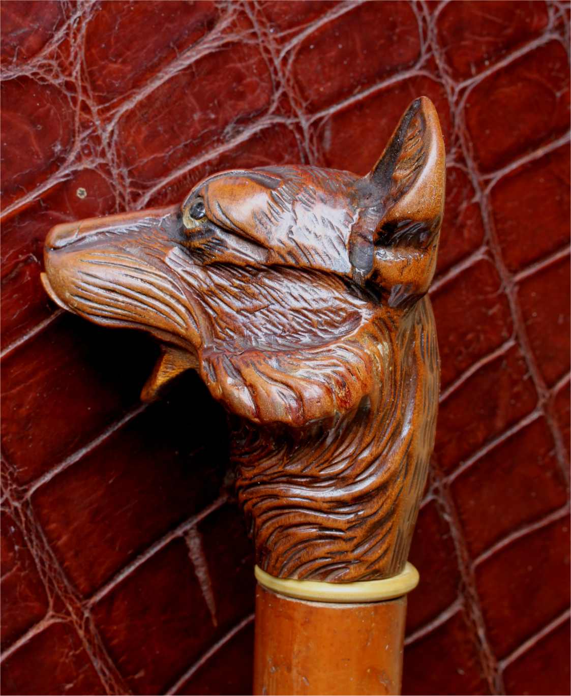 Black Forest Articulated Alsatian German Shepherd Dog Walking Stick Cane.