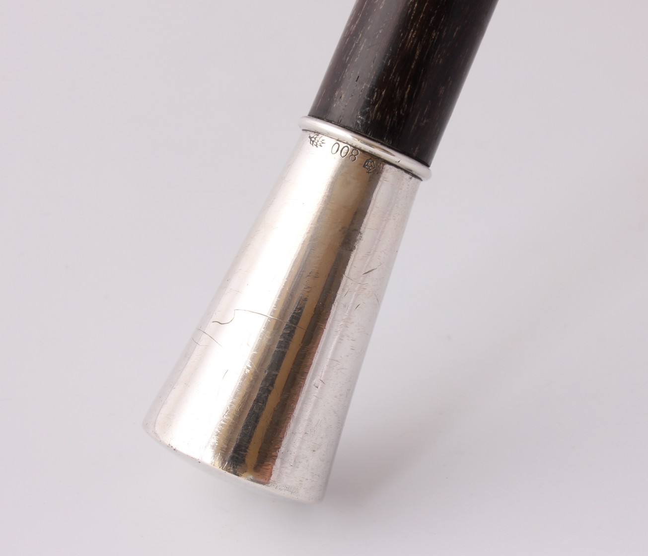 Antique 800 German Silver Walking Stick Cane. Hugo Bohm 1913.