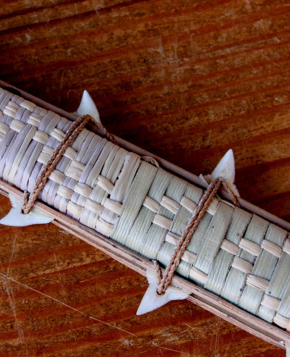 Gilbert Islands Shark Tooth Club. Kiribati Woven Design Turbutje.