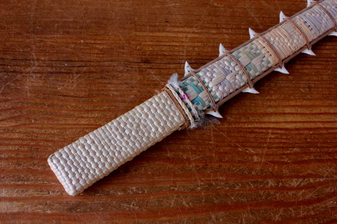 Gilbert Islands Shark Tooth Club. Kiribati Woven Design Turbutje.