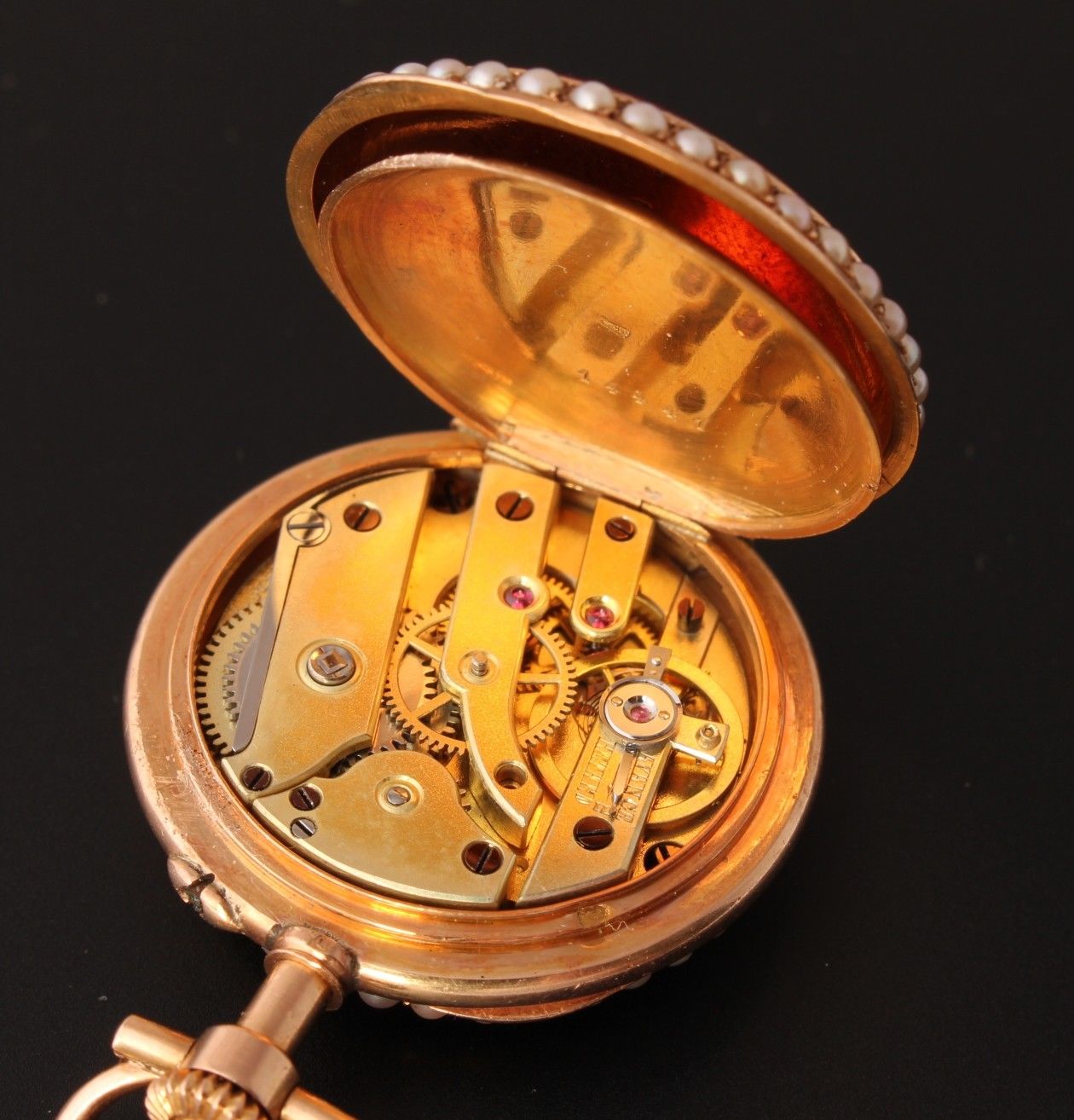 Antique French 18ct Gold Enamel & Seed Pearl Ladies Ribbon Brooch ...