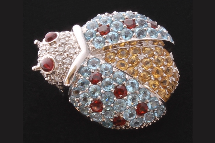 Gold Ladybird Lady Bug Pendant Brooch