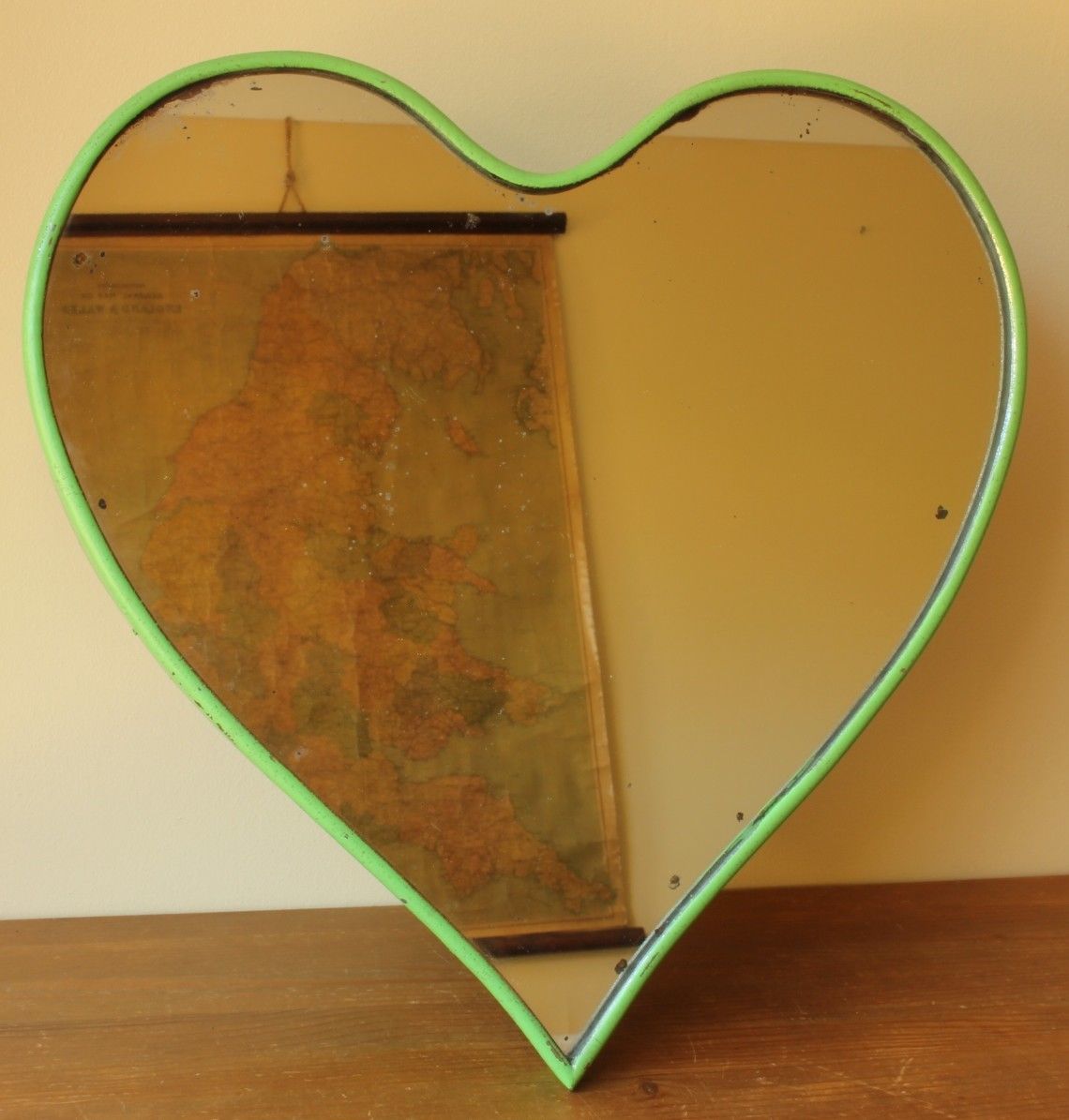 Vintage Heart Shaped Fairground Mirror.Trendy Angled Distressed Wall ...