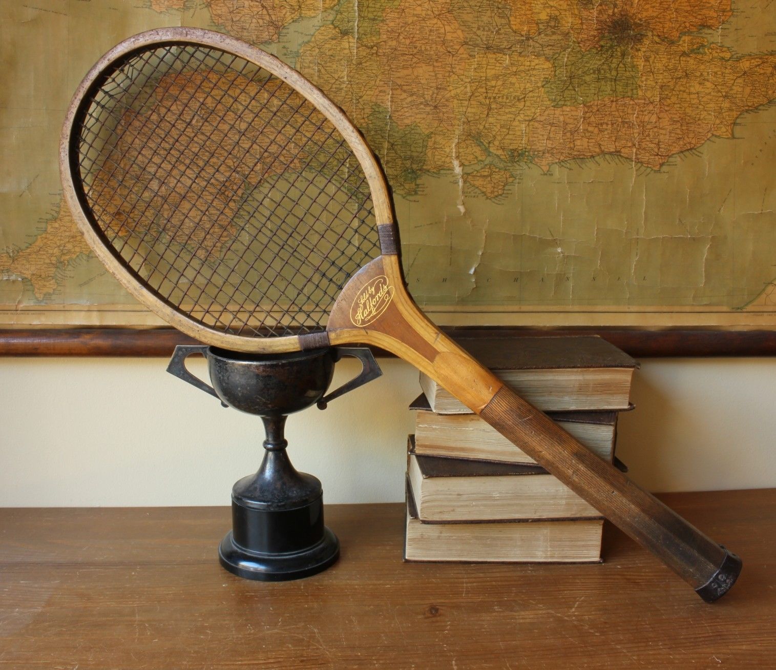 The Practice Lawn Tennis Racket. Sold By Halfords c1910. Convex Wedge.