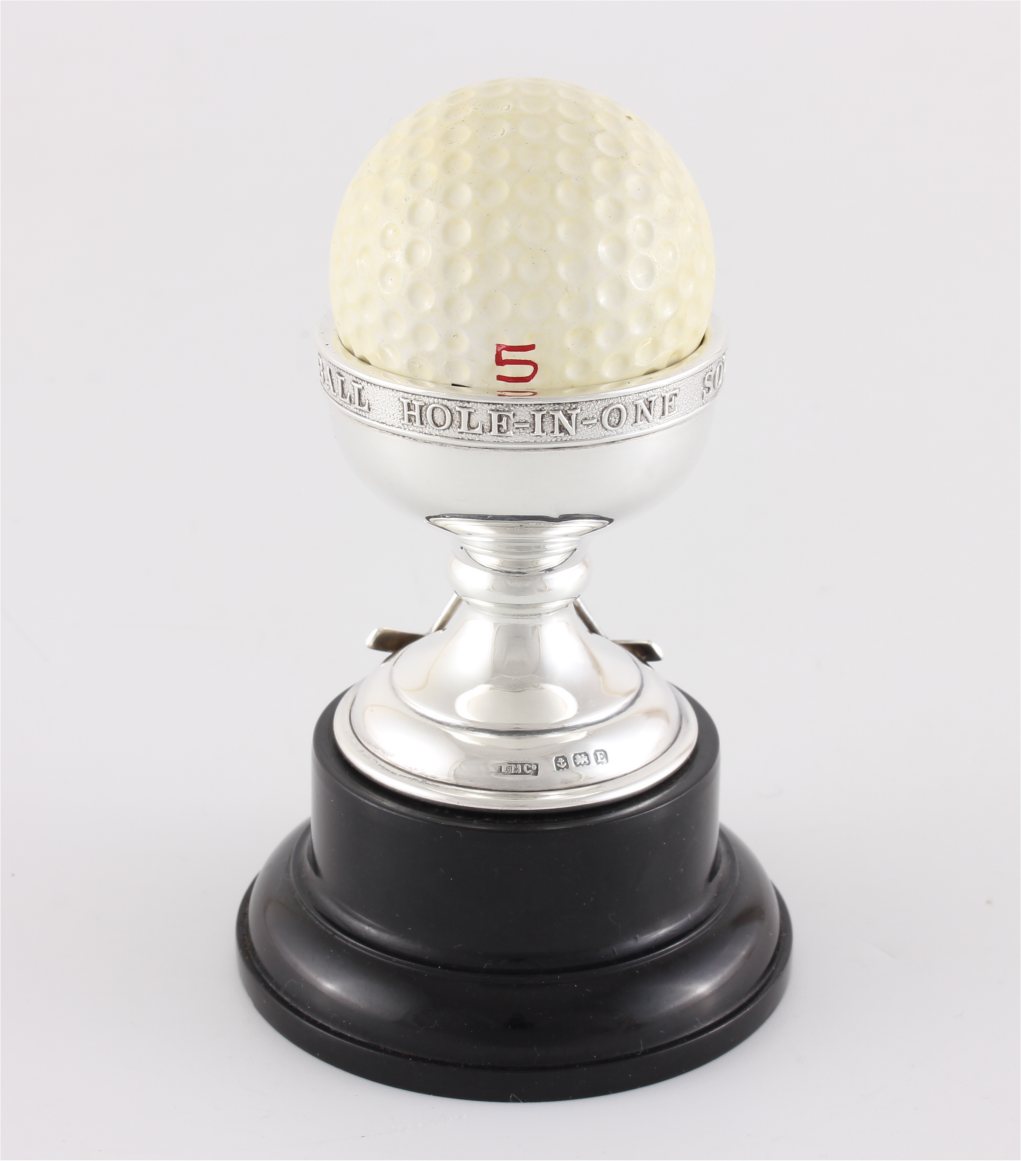 Silver Dunlop Hole in One Trophy Cup & Ball. Hallamshire Golf Club. 1929.