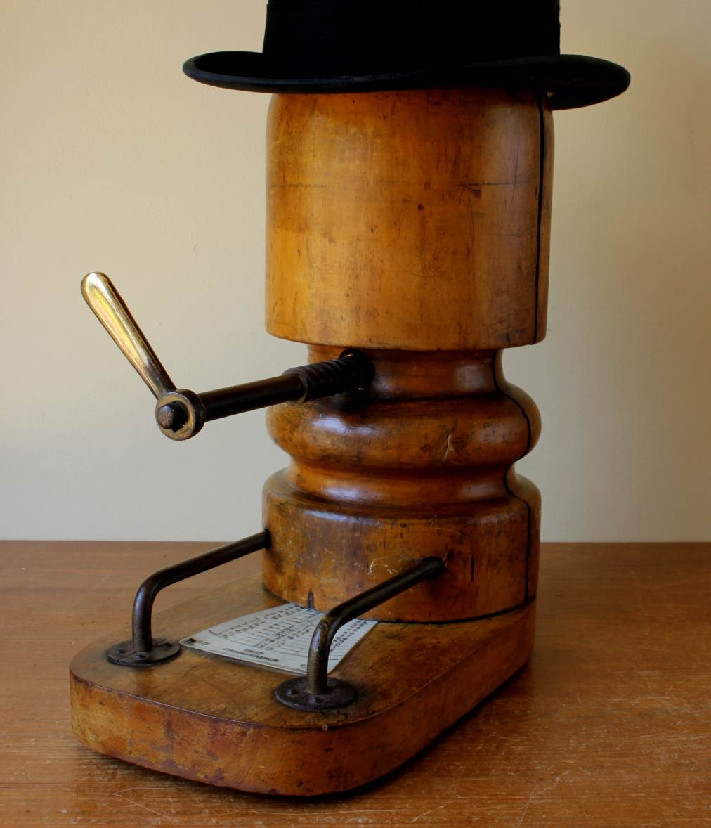 Mechanical Hat Sizer. Victorian Milliner's Stretcher. Wood Display Stand.