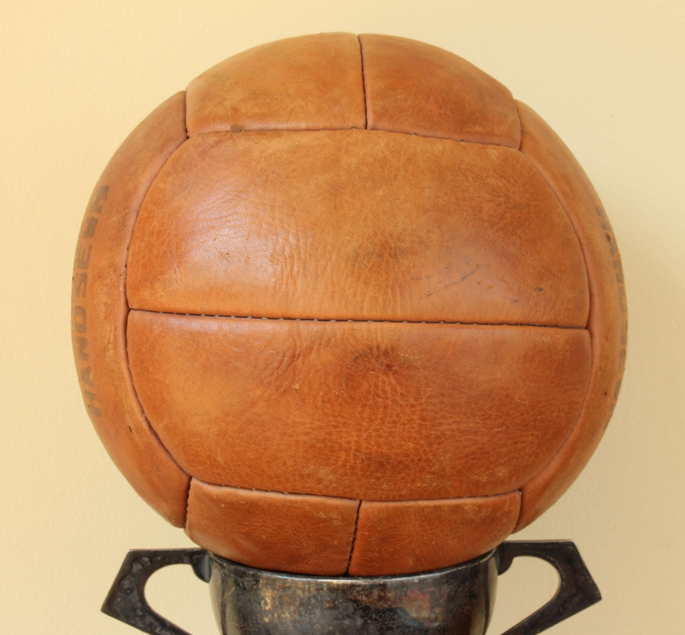 c1950 12 Panel Hercules Leather Laced Football / Soccer Ball.