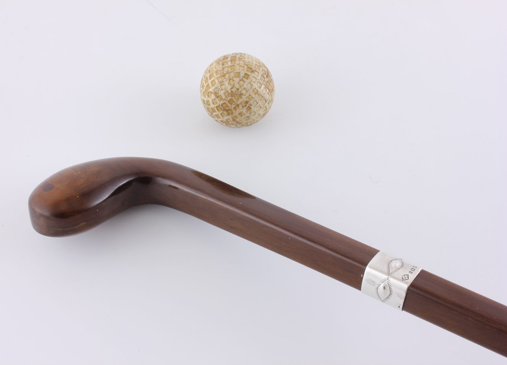 Sunday Stick. Wood & Silver Golf Club Walking Stick Cane. J Howell. 1925.