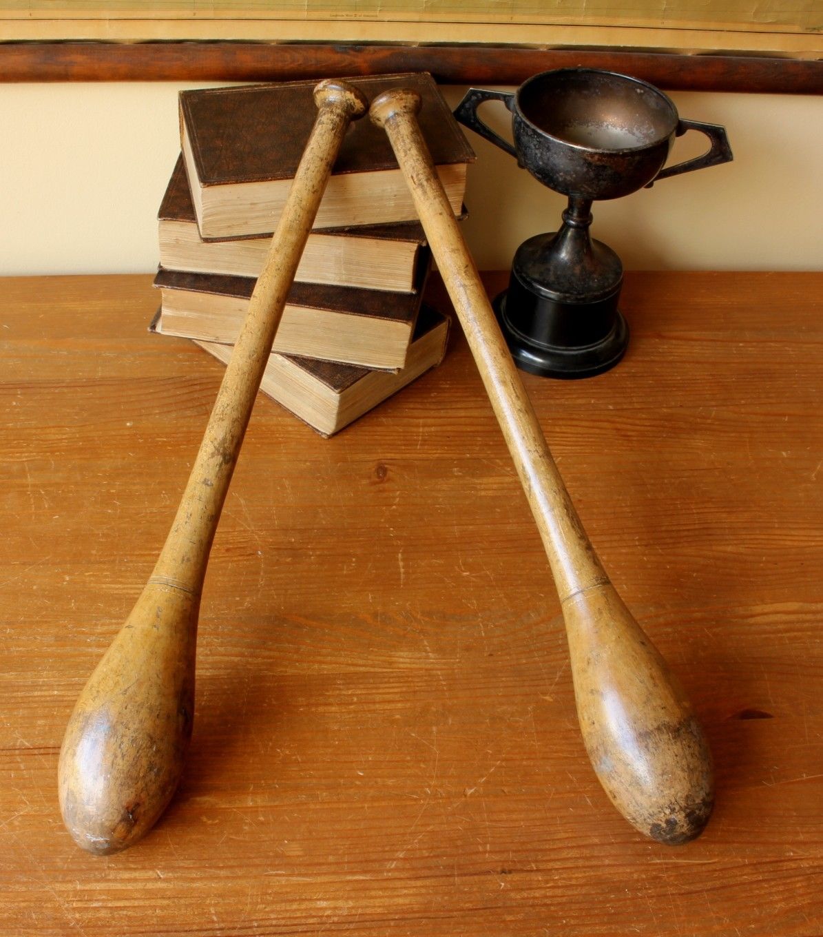 Antique Wooden Exercise Meels / Indian Clubs. Vintage Prop, Gym, Bar ...