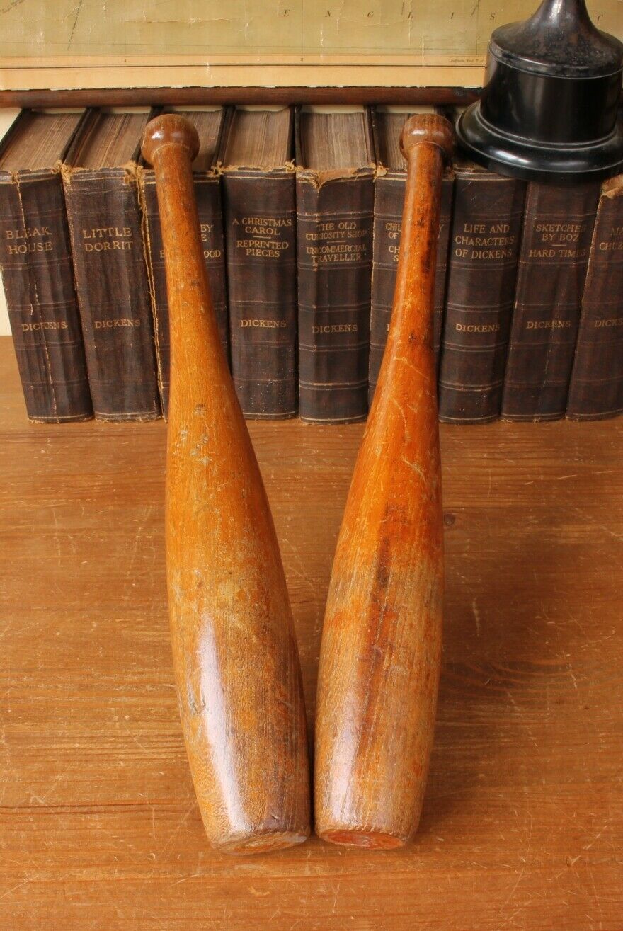 Wood Indian Clubs. Exercise Meels. Home Decor, Sports Bar, Gym.