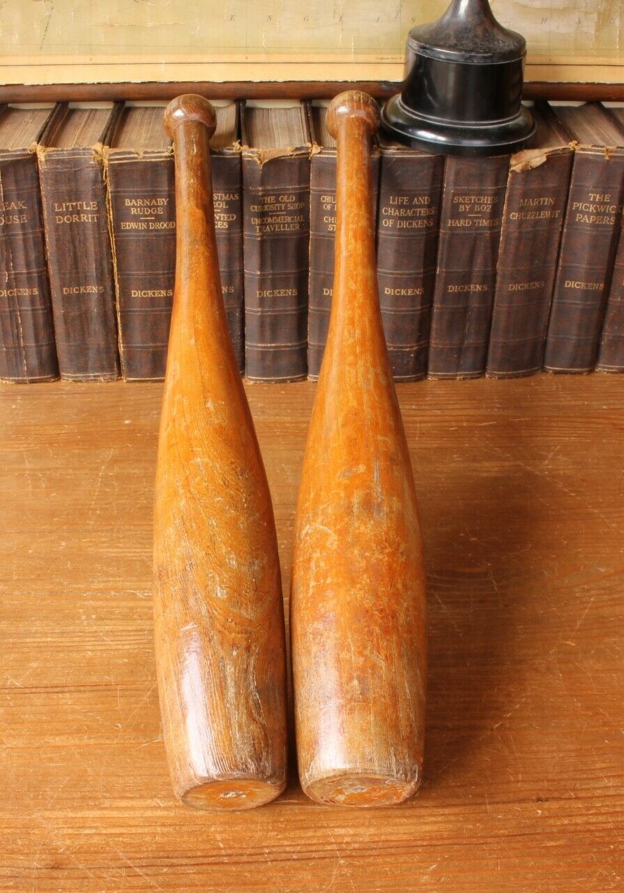 Wood Indian Clubs Exercise Meels. Home Decor, Sports Bar Gym.