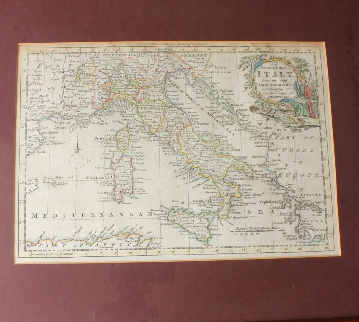 Map of Italy. Thomas Bowen Middleton's c1778. Sardinia. Sicily. Rome.
