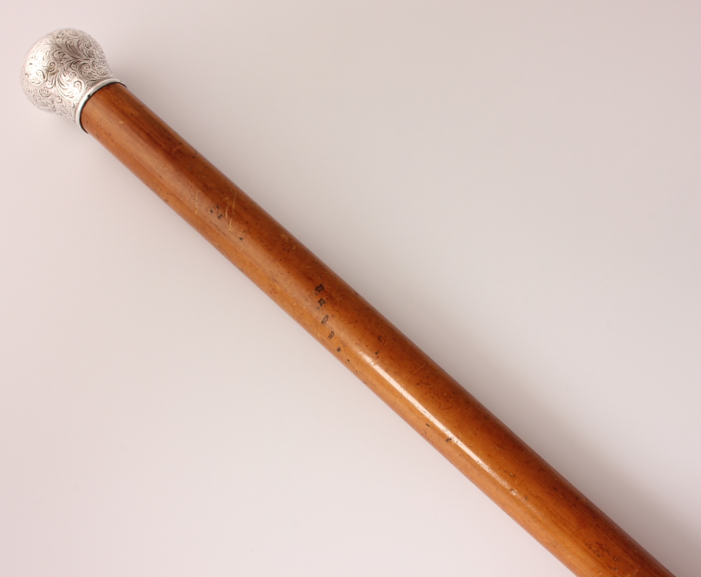 Silver Topped Malacca Walking Stick Cane. Hallmarked 1887.