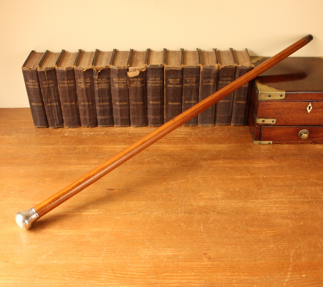 Silver Topped Malacca Walking Stick Cane. Hallmarked 1887.