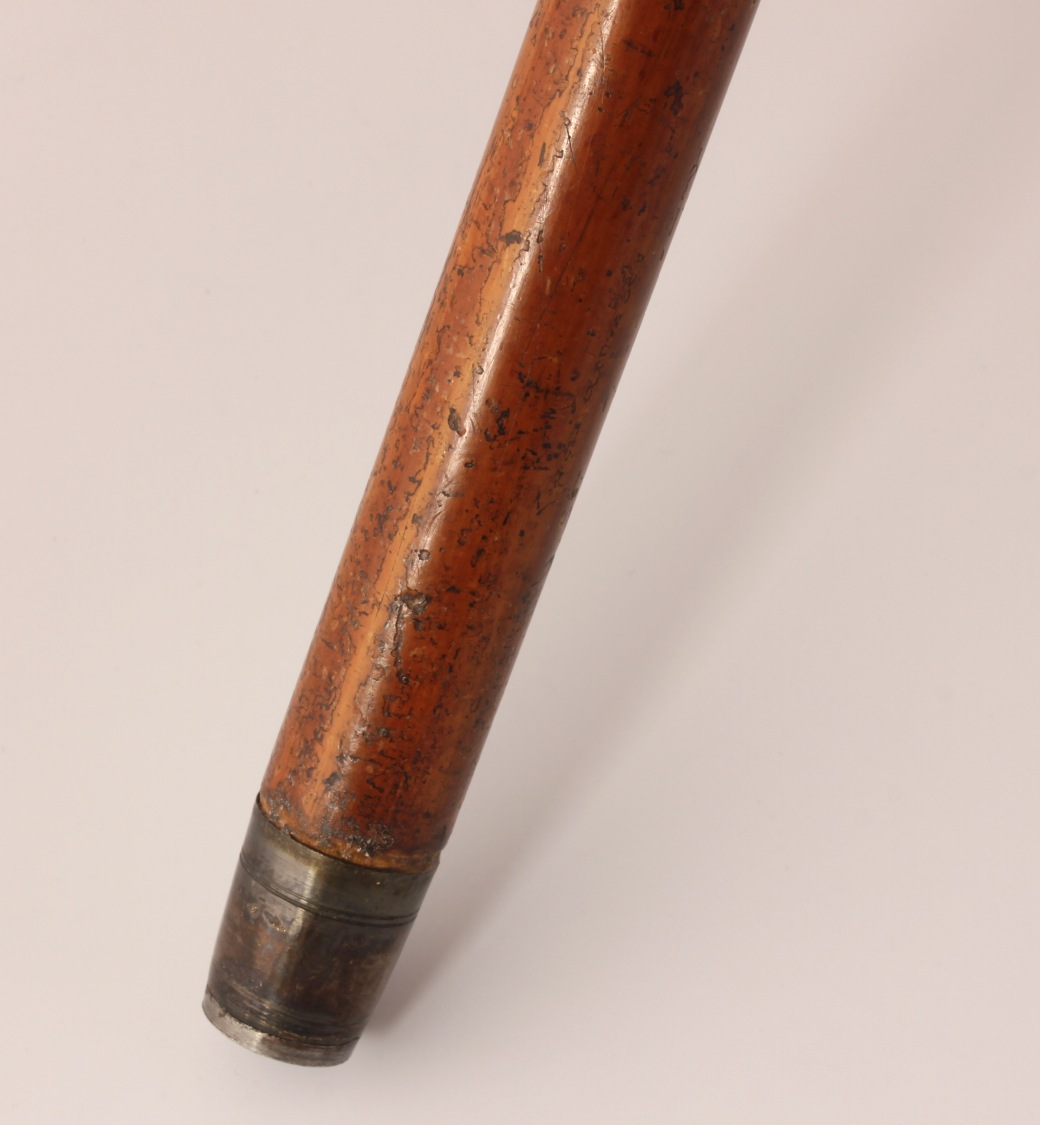 Silver Topped Malacca Walking Stick Cane. Hallmarked 1887.