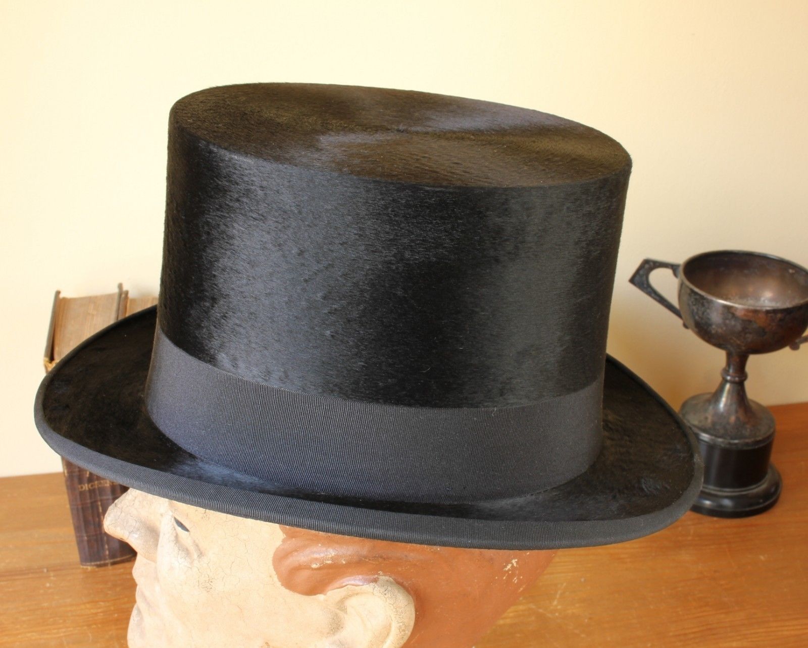 Antique Top Hat Jan de Ruyter Netherlands Vintage Black Moleskin Plush ...