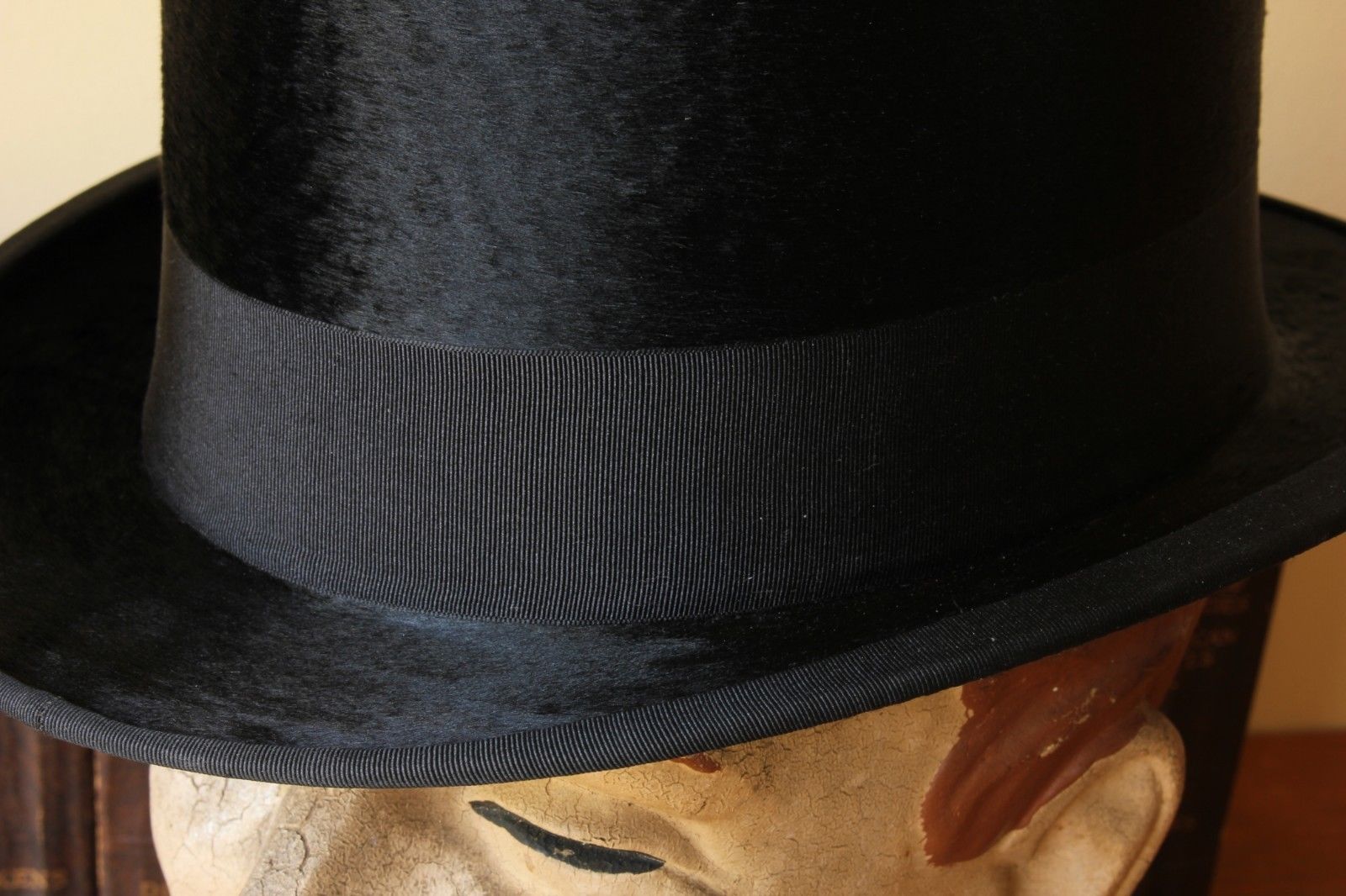Antique Top Hat Jan de Ruyter Netherlands Vintage Black Moleskin Plush ...