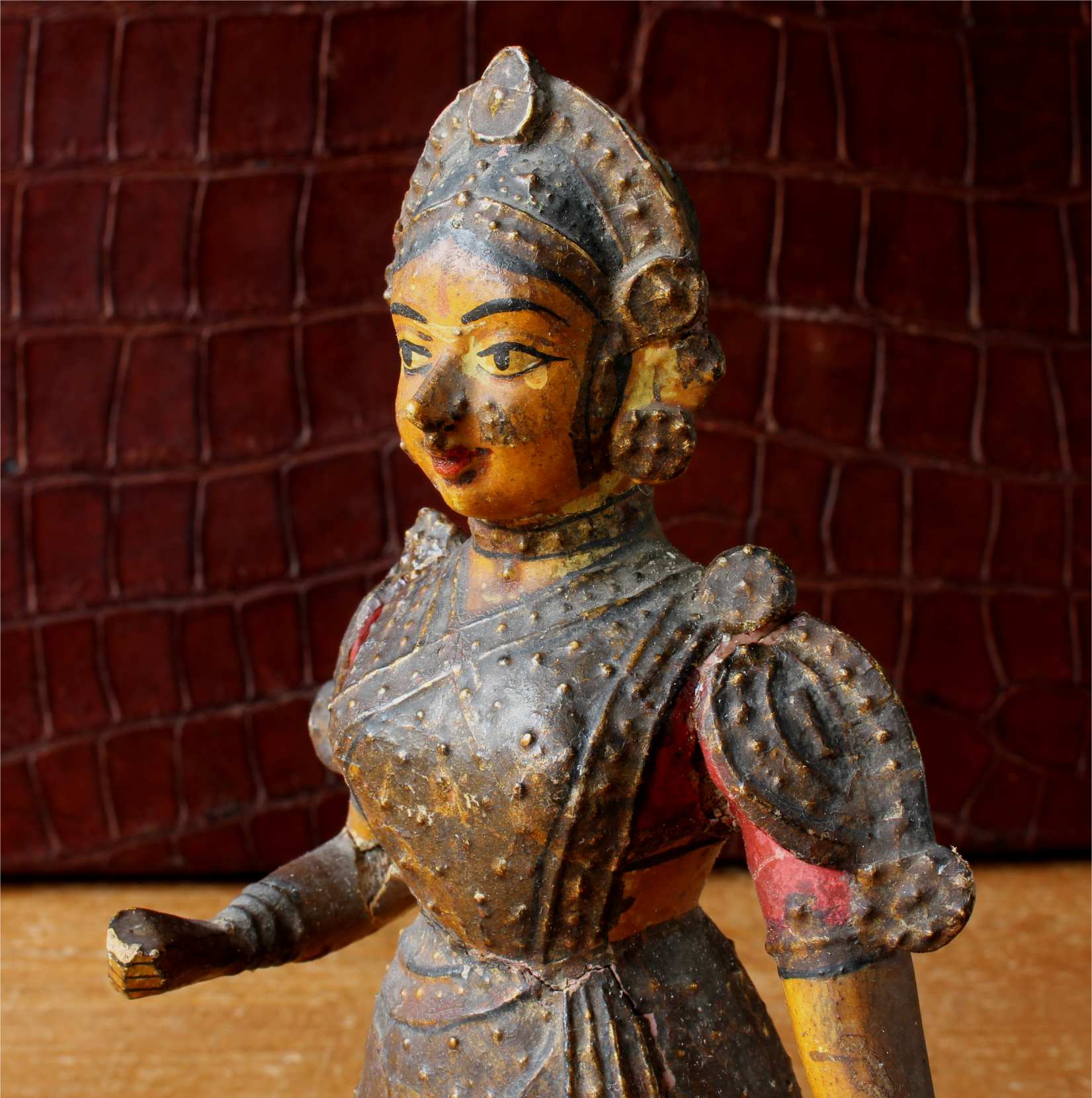 Pair Indian King & Queen Figures. 19th Century India Folk Art Statues.