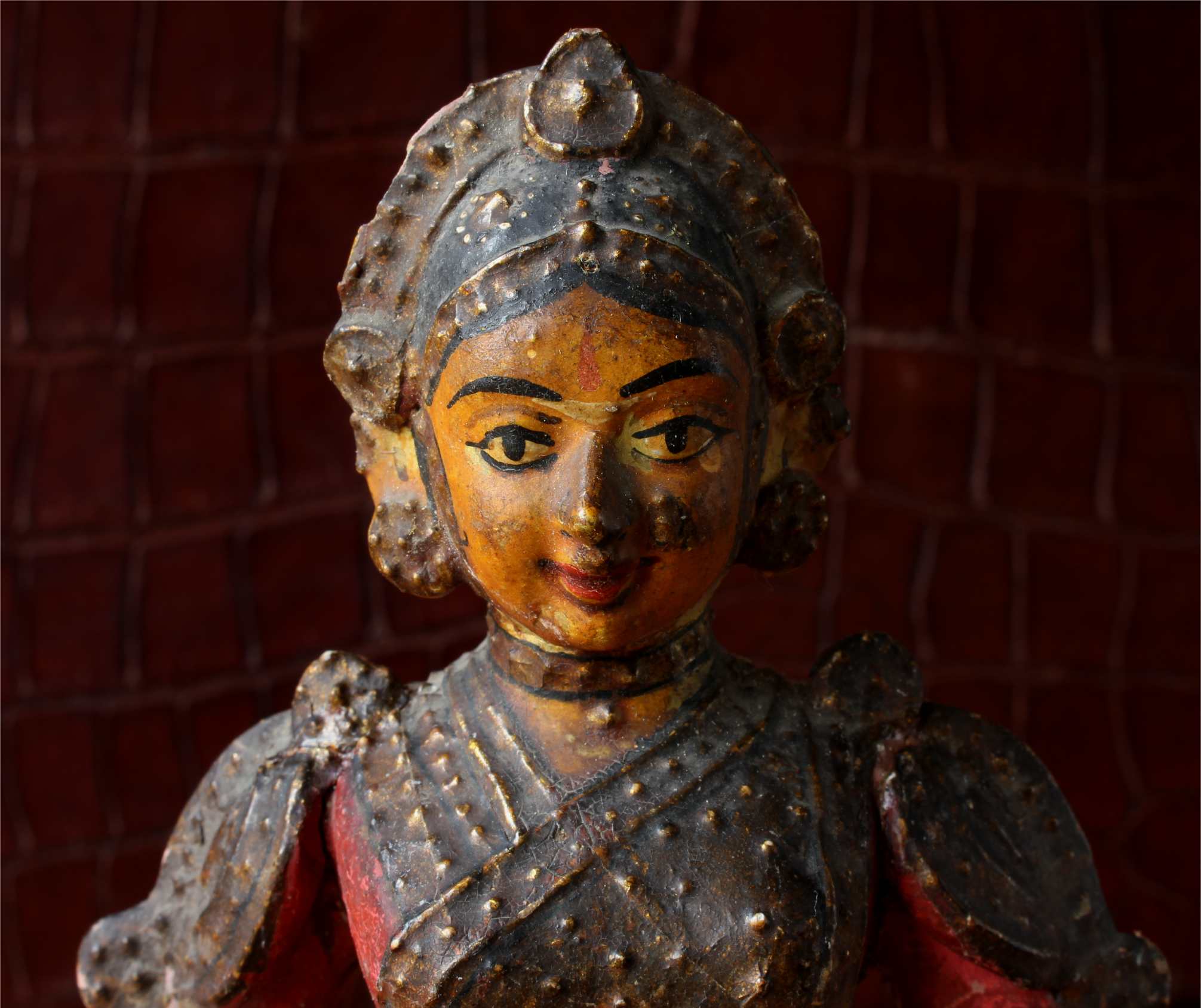 Pair Indian King & Queen Figures. 19th Century India Folk Art Statues.