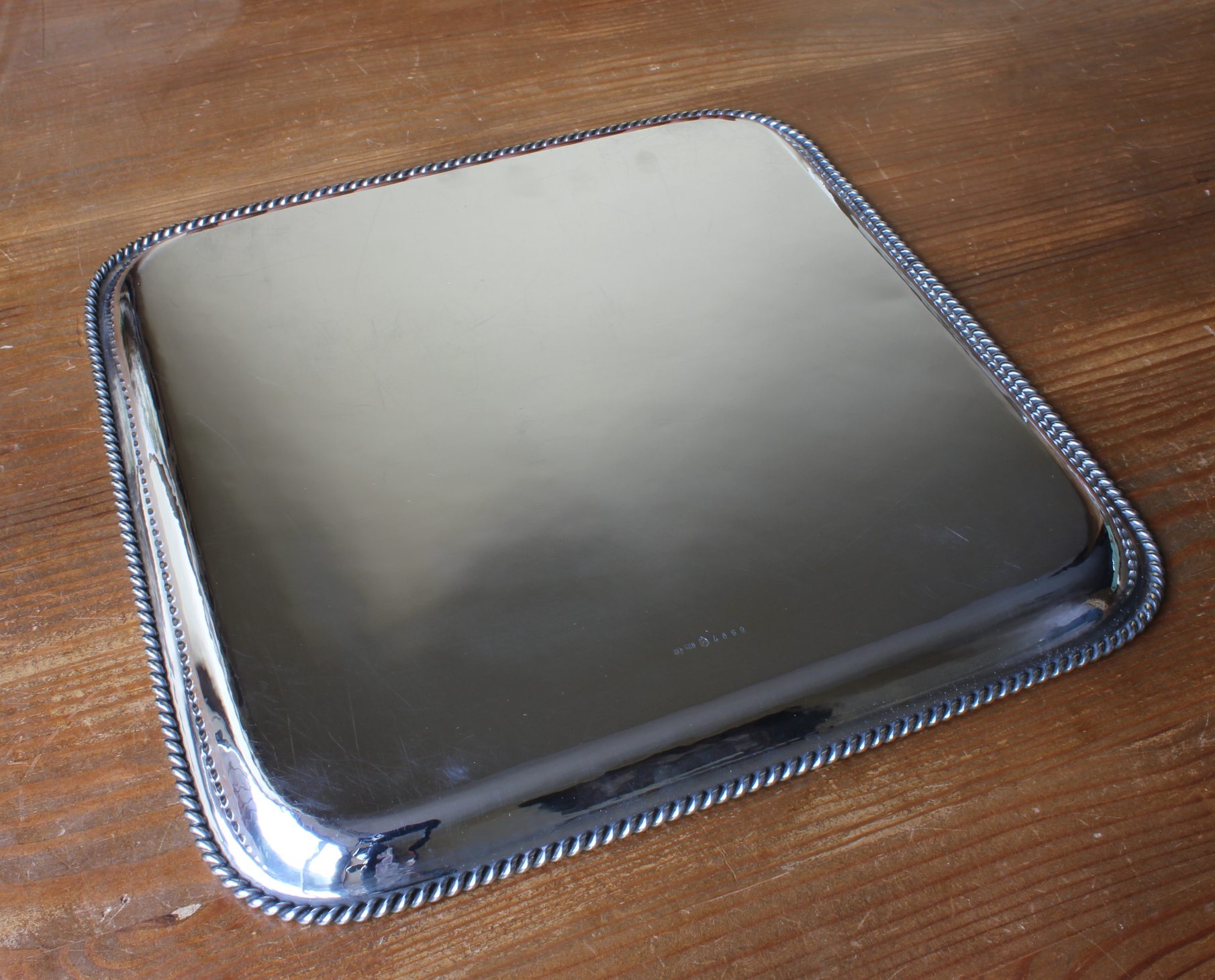 Koch & Bergfeld German 925 Silver Square Tray. Heavy 1960's Platter.