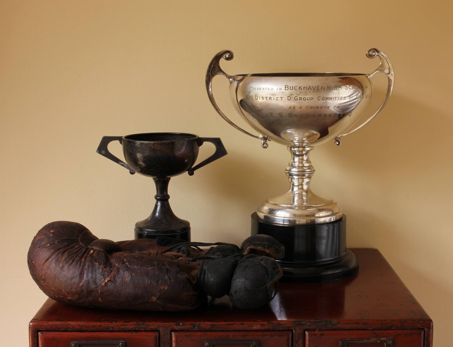 Large Decorative Buckhaven High School Choir Silver Plated Trophy. c1966.