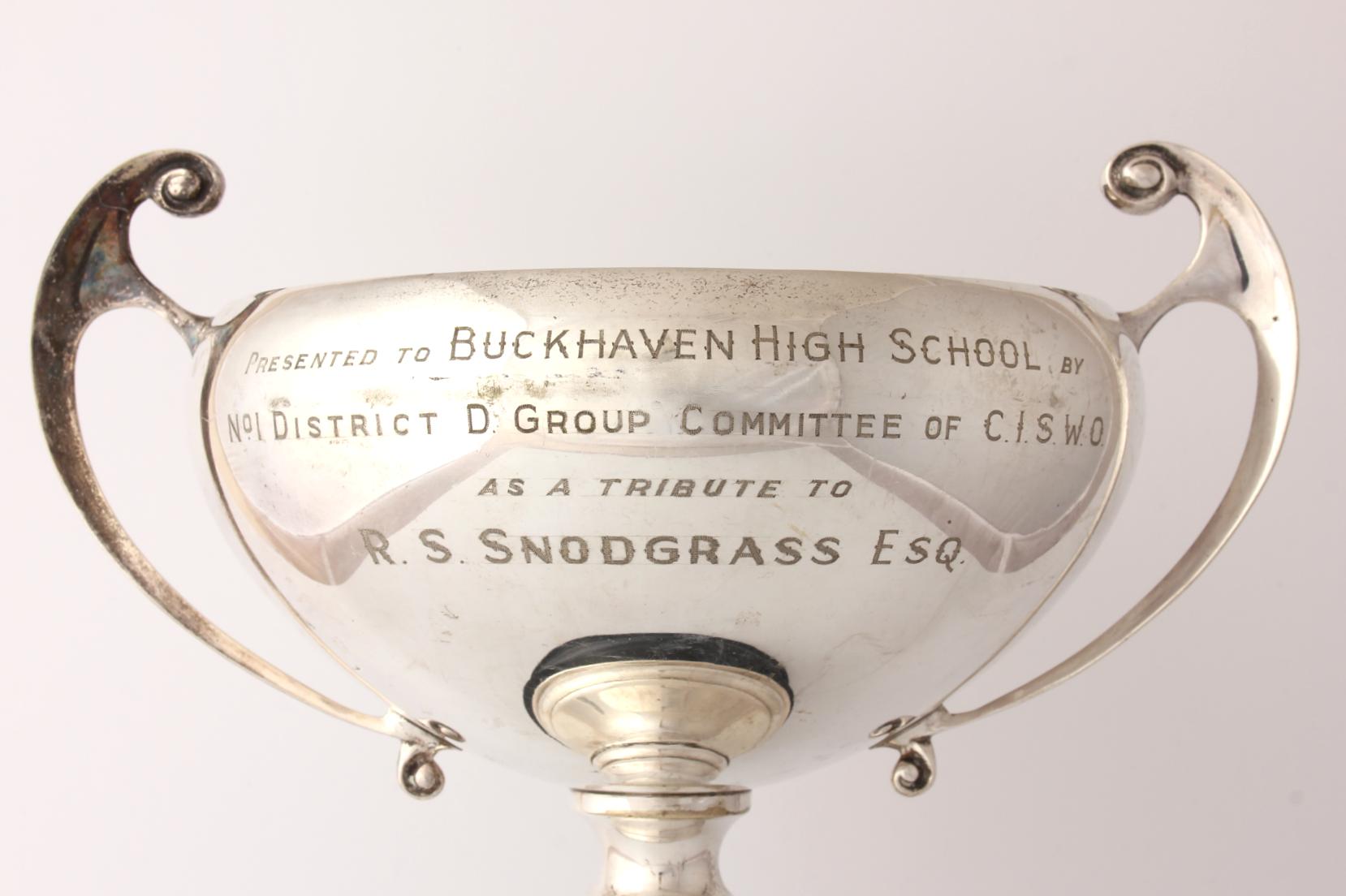 Large Decorative Buckhaven High School Choir Silver Plated Trophy. c1966.