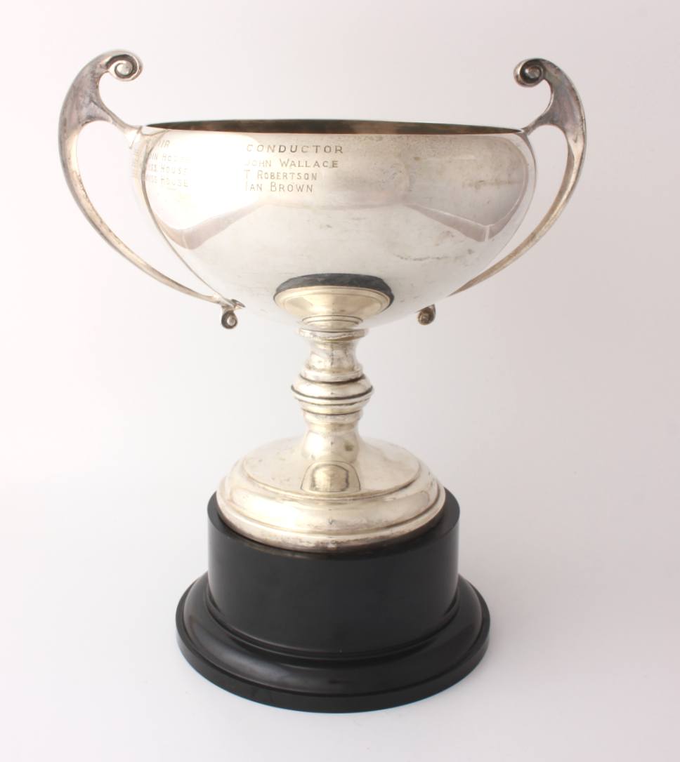 Large Decorative Buckhaven High School Choir Silver Plated Trophy. c1966.