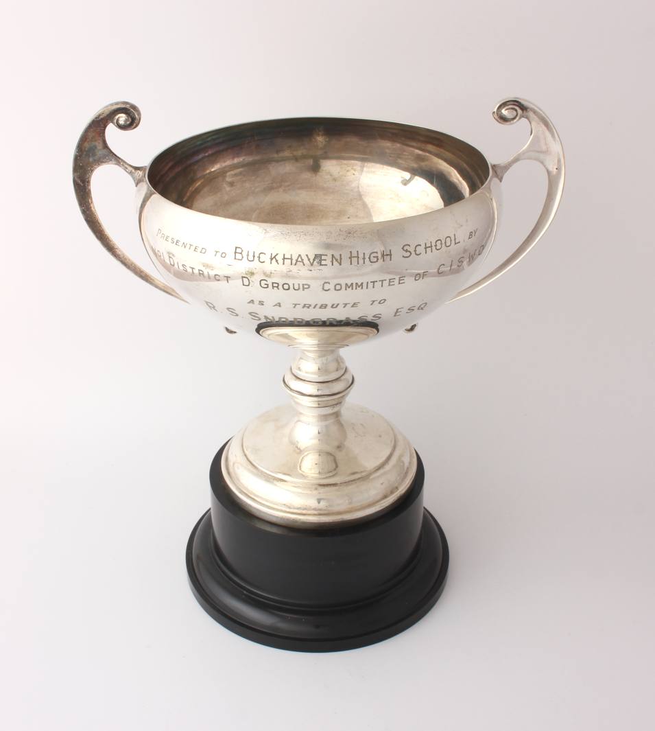 Large Decorative Buckhaven High School Choir Silver Plated Trophy. c1966.