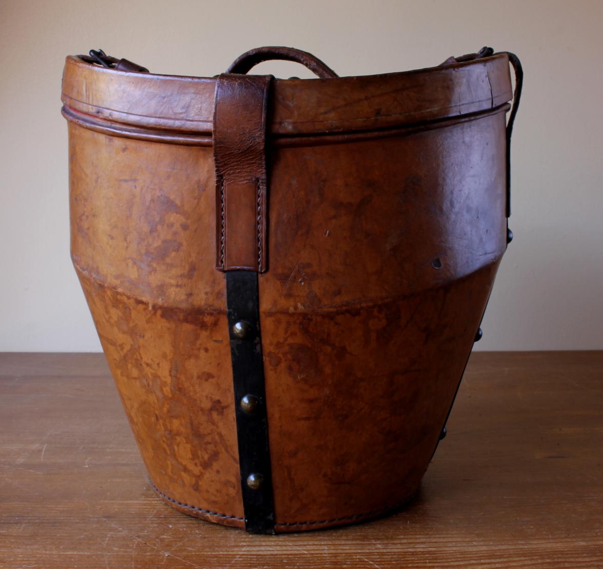 Double Top Hat Carry Case. Large French Leather Multi Opera Hat Box.