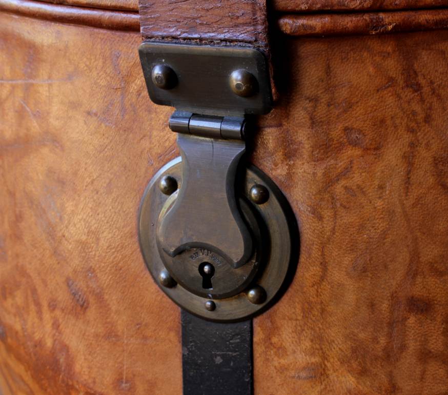 Double Top Hat Carry Case. Large French Leather Multi Opera Hat Box.