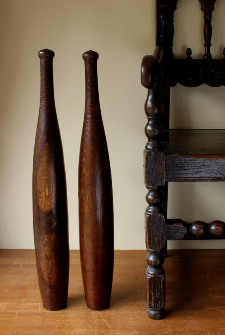 Pair Huge Extra Large Wooden Indian Clubs. Exercise Meels Weights. 68cm.