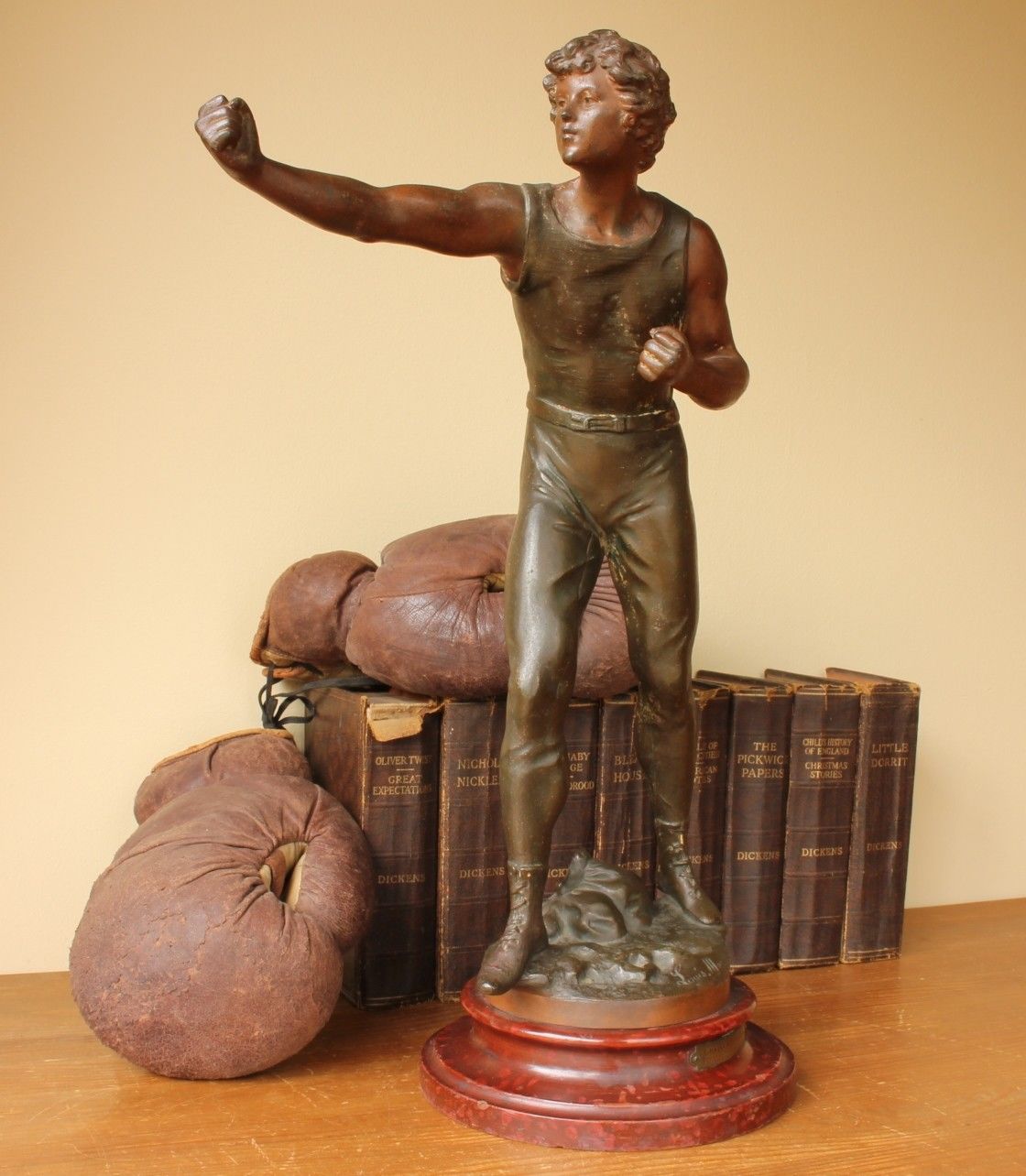 Large Metal Boxing Statue of Bare Knuckle Fighter Pugilist.