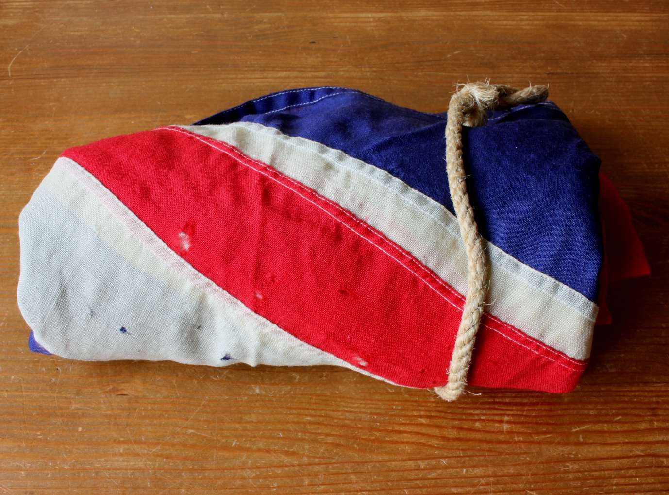 Original Large Union Jack. Stitched Panel Flag. 8 1/2 ft by 4 1/2 ft.