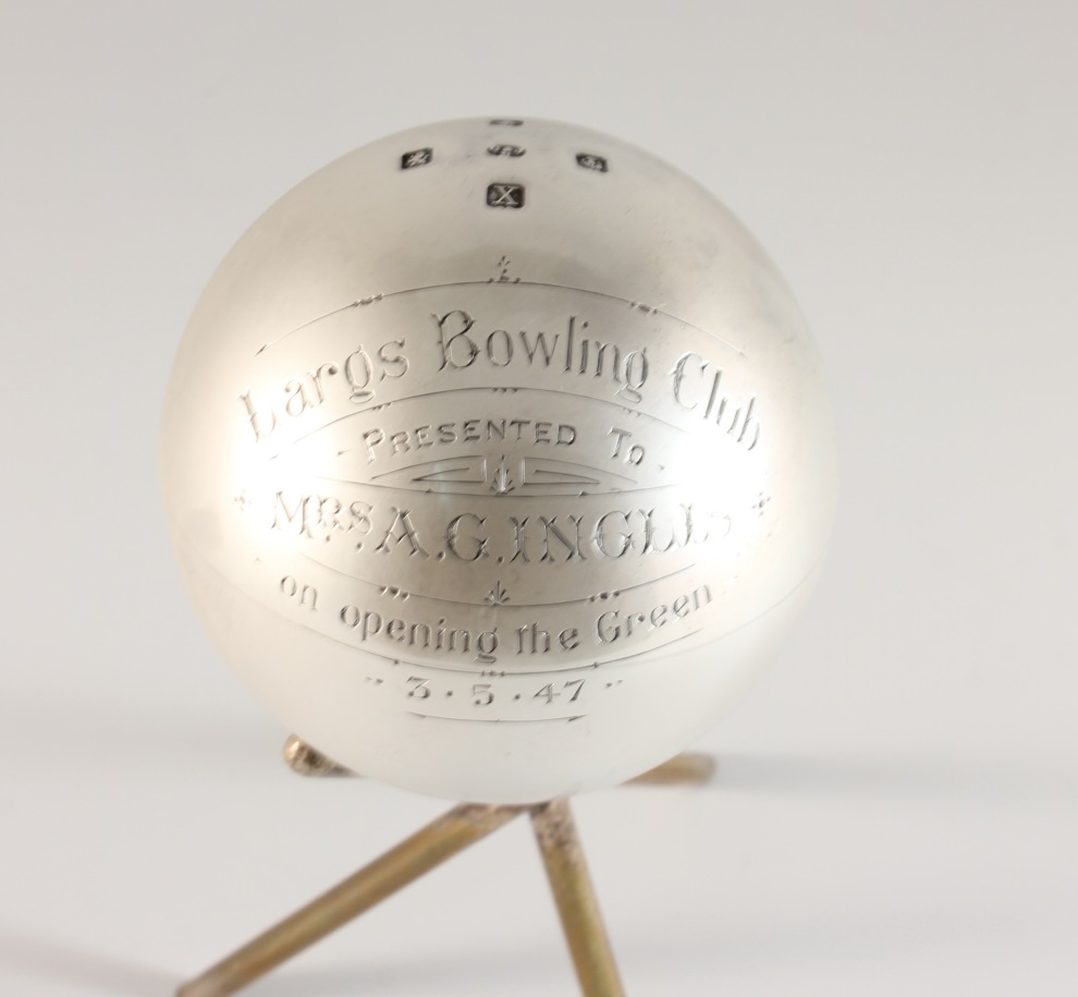 Glasgow Silver Bowling Ball Trophy. Largs Bowling Club 1947.