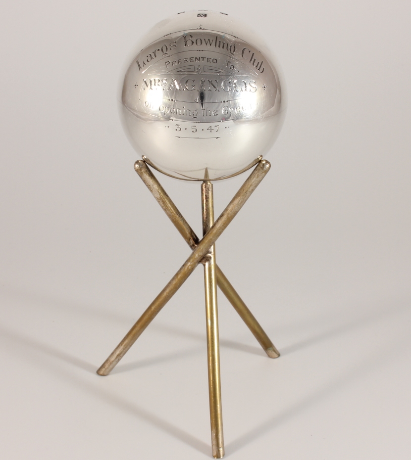 Glasgow Silver Bowling Ball Trophy. Largs Bowling Club 1947.